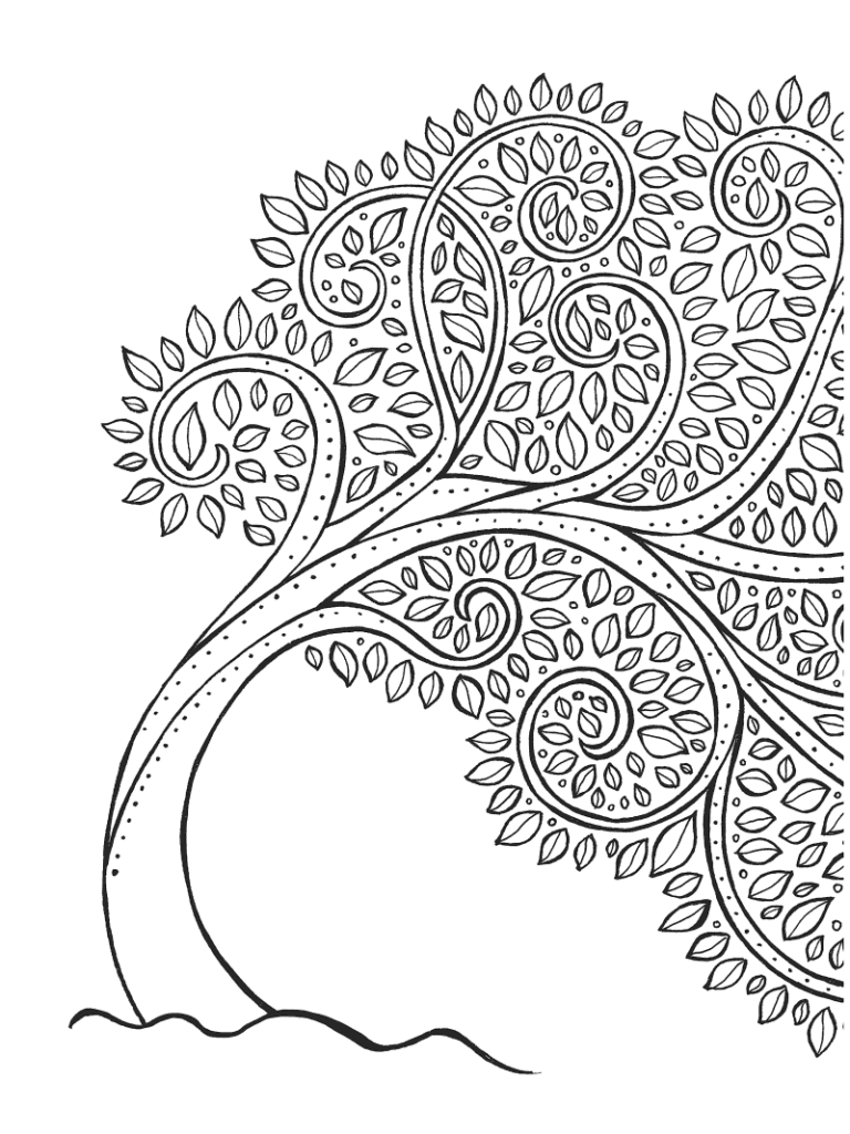 Adult Coloring Page Tree for printing and coloring.