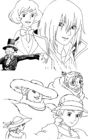 Howl's Moving Castle Characters Coloring Pages