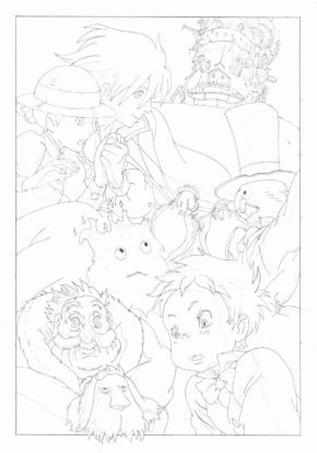 Howl's Moving Castle Characters Coloring Page