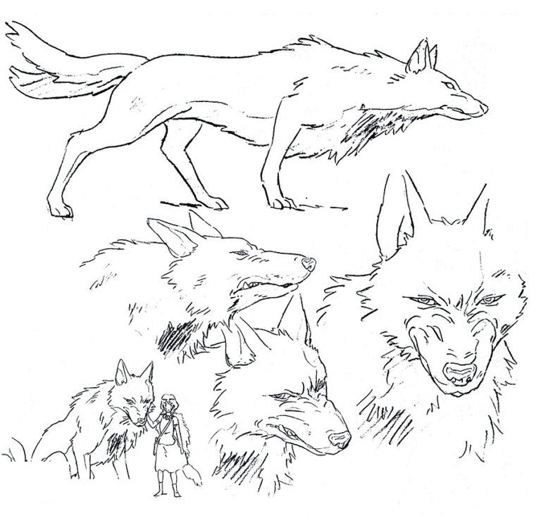 Princess Mononoke Wolf Coloring Pages | Best coloring pages.