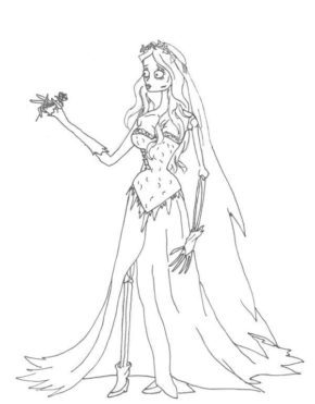 Adult Zombie Bride Coloring Pages & book for kids.
