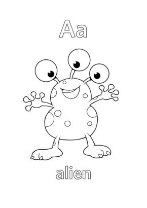 Alien Coloring Pages for Preschool & coloring book.