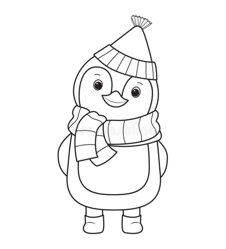 Coloring Pages Winter Fat Penguins Cute & book for kids.