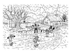 Coloring Pages Winter Scenes Printable & book for kids.