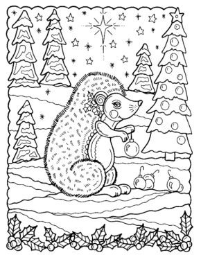 Free Coloring Pages of Animals in Winter & book for kids.