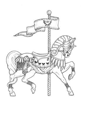 Free Carousel Horse Coloring Pages & book for kids.