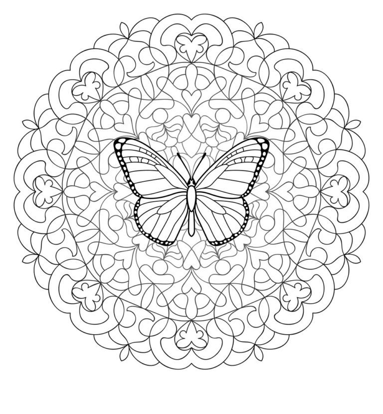 Free Printable Butterfly Mandala Coloring Pages & coloring book.