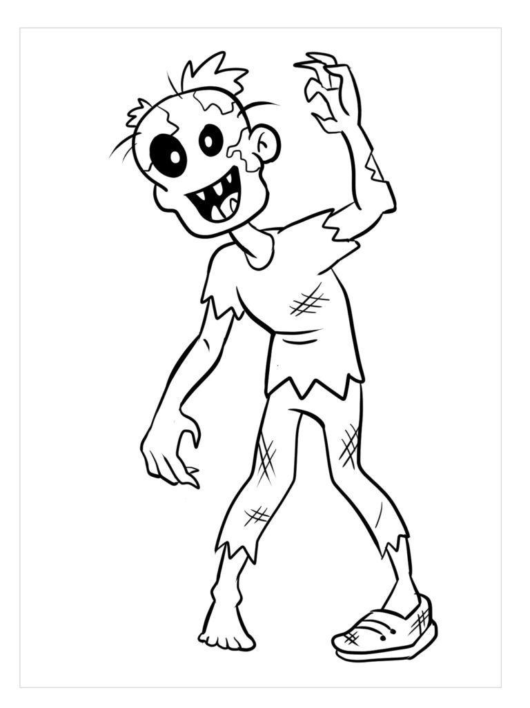 Halloween Coloring Pages Zombie & book for kids.