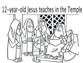 Jesus in the Temple at 12 Coloring Page & coloring book.