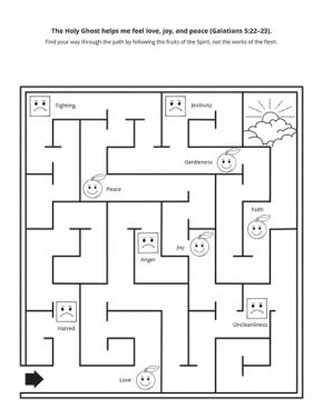 LDS Holy Ghost Hidden Pictures, Mazes, Puzzles, Coloring Pages