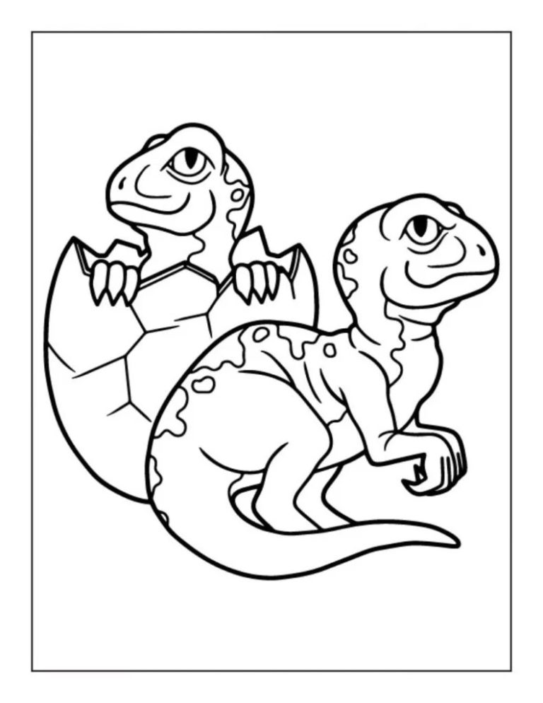Cute T-rex Dinosaur Coloring Pages & coloring book.