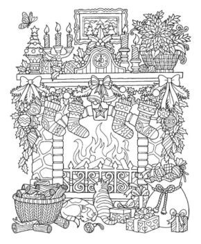 Printable Winter Scene Coloring Pages & book for kids.