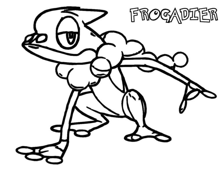 Water Pokemong Coloring Pages Frogadier & book for kids.
