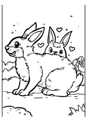 Winter Bunny Coloring Pages & book for kids.