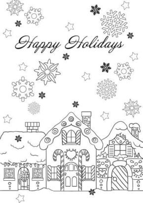 Winter Happy Holidays Coloring Pages & book for kids.