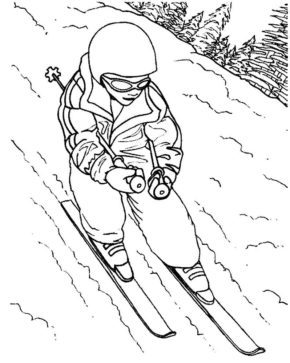 Winter Sports Coloring Pages Free Printable & book for kids.