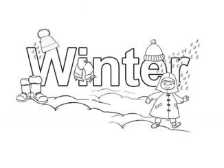 Winter Word Coloring Pages & book for kids.