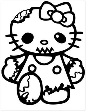 Zombie Hello Kitty Coloring Pages & book for kids.